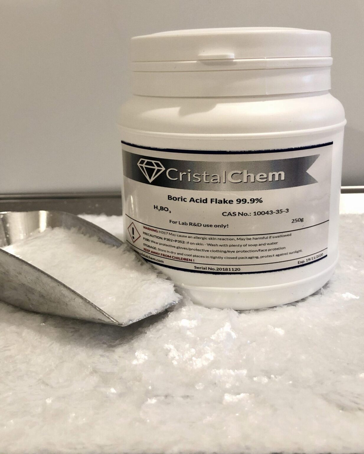Boric Acid Flake 250g – Pure 99% Reagent | CristalChem